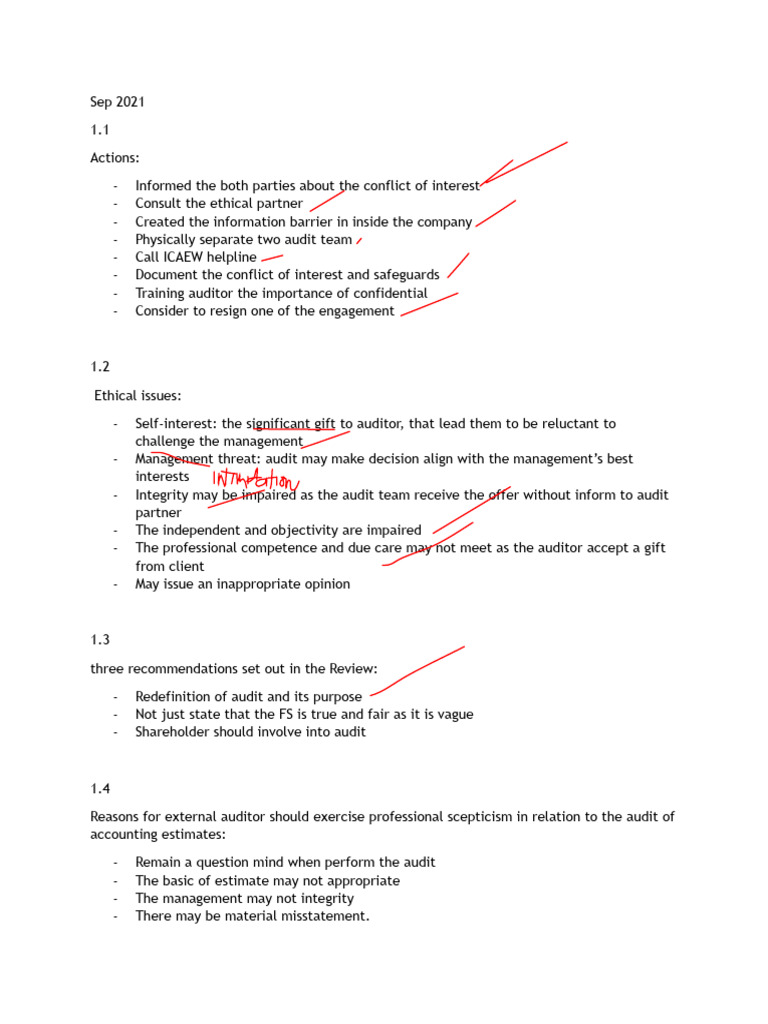 AA ICAEW Sep 2021 Marked | PDF | Audit | Banks