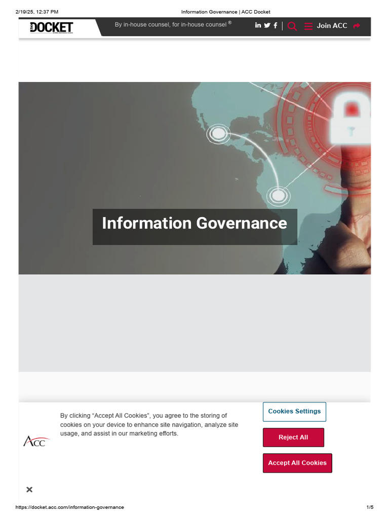 Information Governance - ACC Docket | PDF | Http Cookie | Information Technology Management