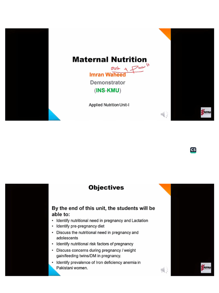 Maternal Nutrition | PDF