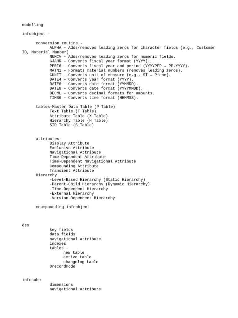 SAP BW InfoObjects & Data Modeling | PDF