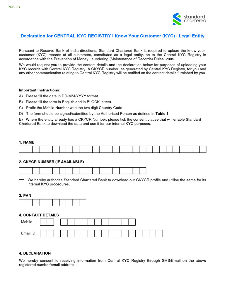 KYC Declaration for Legal Entities | PDF