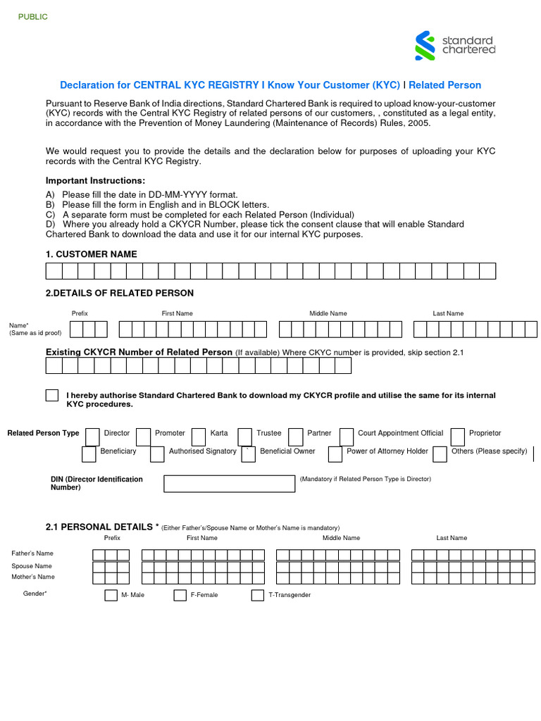 KYC Declaration for Central Registry | PDF | Justice | Crime & Violence