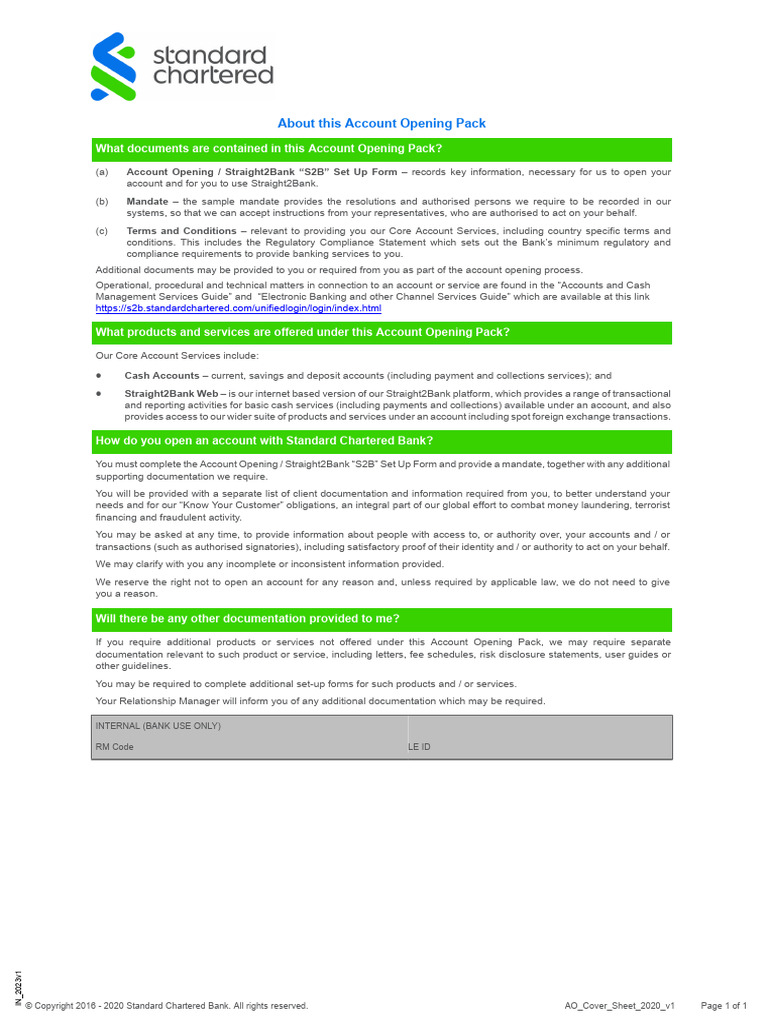 What Documents Are Contained in This Account Opening Pack? | PDF ...