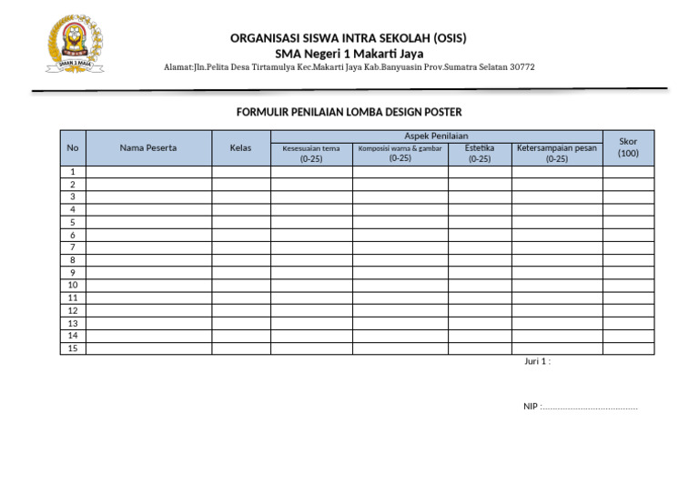 Formulir Penilaian Lomba Design Canva | PDF