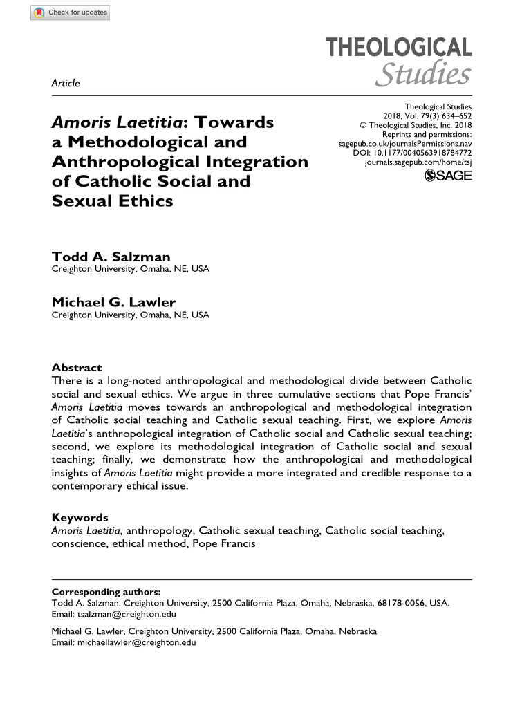 Amoris Laetitia Towards | PDF | Conscience | Pope Francis