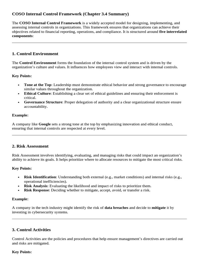 COSO Framework for Organizations | PDF | Internal Control | Risk Management