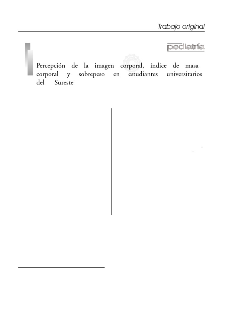 Percepción de La Imagen Corporal, Índice de Masa Corporal y Sobrepeso ...