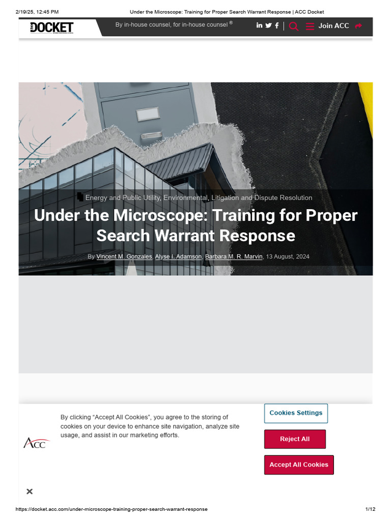 Under The Microscope - Training For Proper Search Warrant Response - ACC Docket | PDF | Http ...