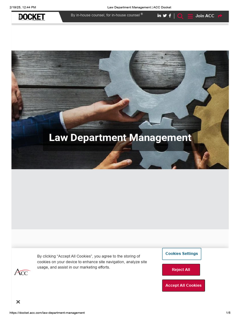 Law Department Management - ACC Docket | PDF | Economies | Business