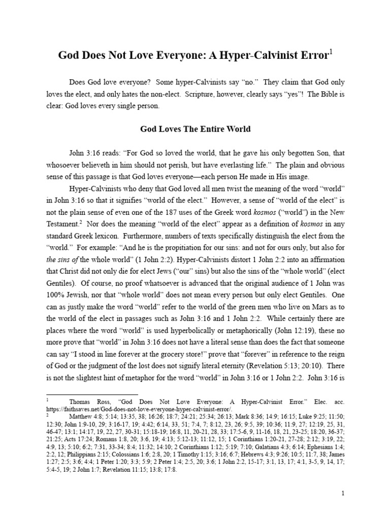 God’s Love: Debunking Hyper-Calvinism | PDF | Baptism | Jesus