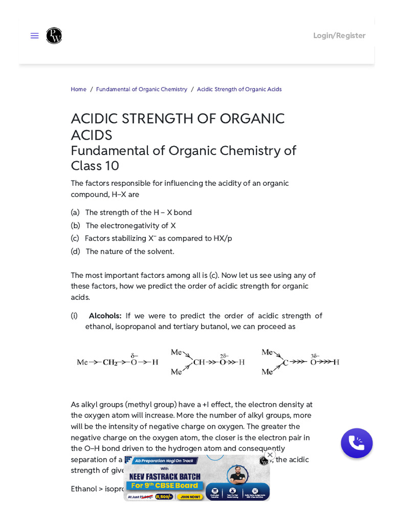Organic Acids: Factors Affecting Acidity | PDF | Acid | Ion