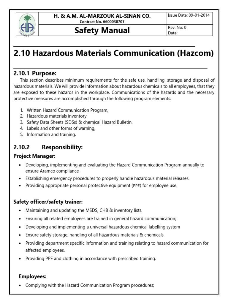 Hazard Communication Program | PDF | Dangerous Goods | Personal Protective Equipment