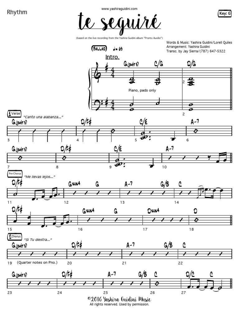 Chart - Te Seguire (G) | PDF