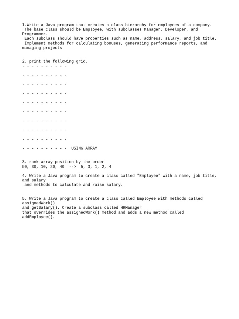 Java Inheritance Practice for Employees | PDF