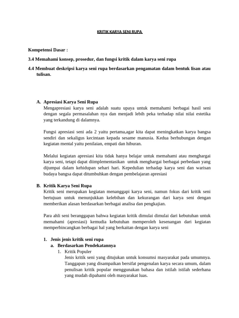 KRITIK KARYA SENI RUPA | PDF