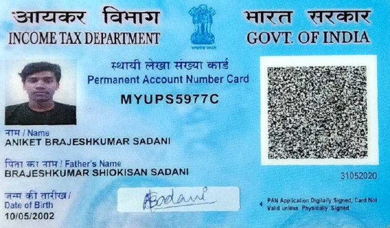 PAN Card Details for Aniket Sadani | PDF