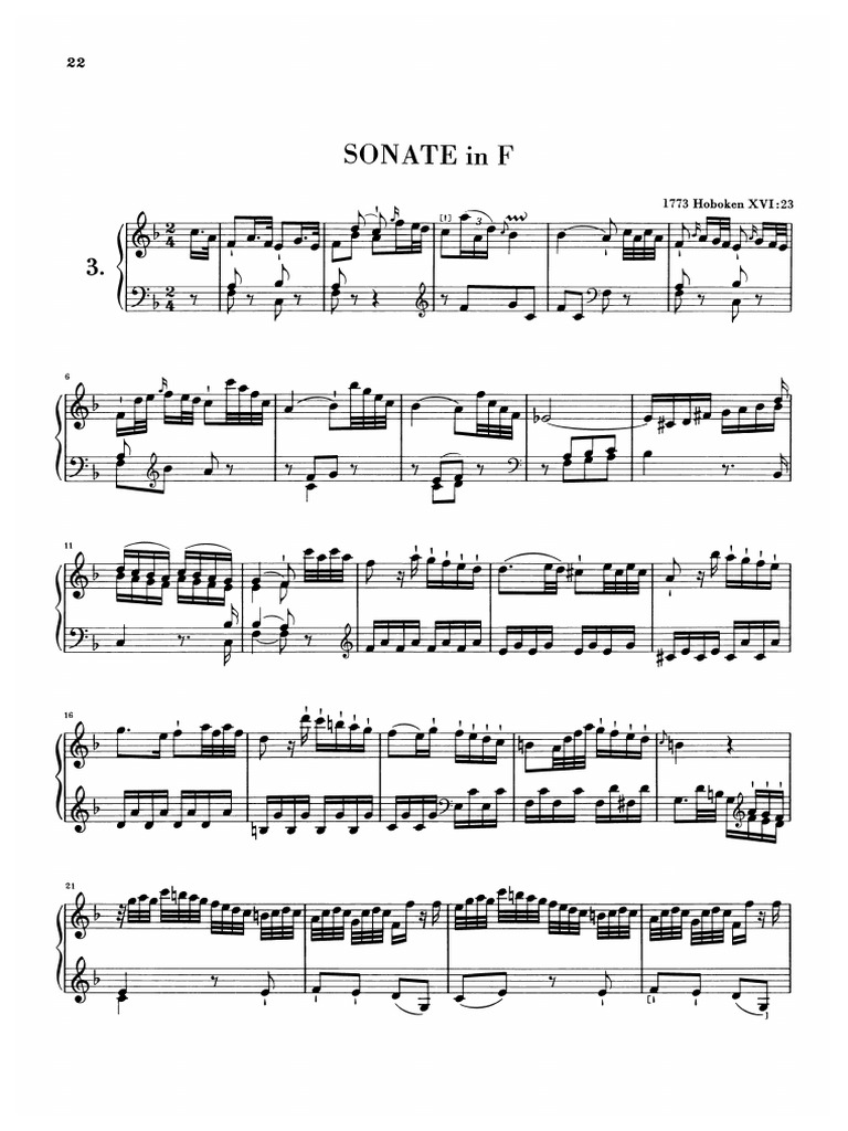Haydn Sonata XVI No. 23 | PDF