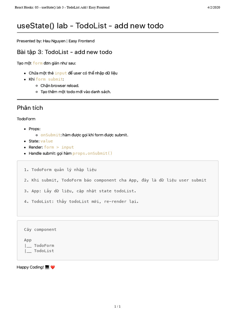 s5 React Hooks UseState Todo Add | PDF
