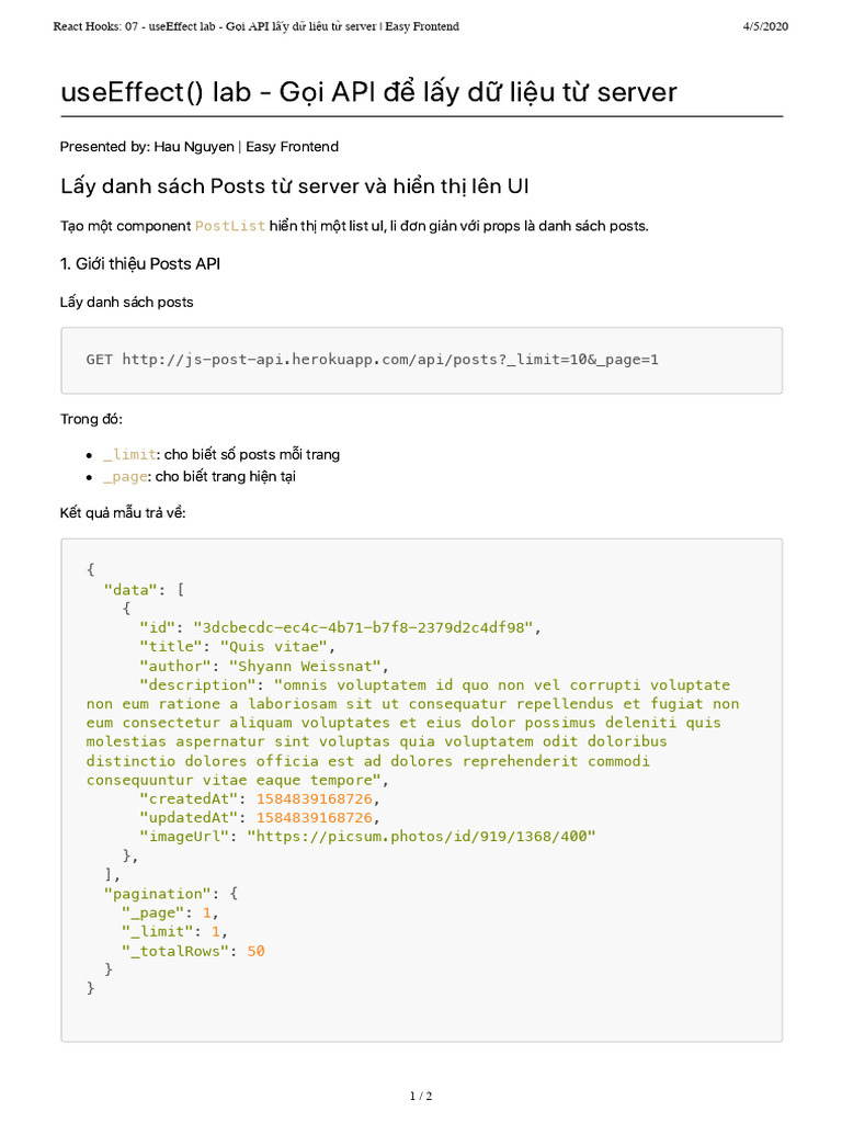 s7 React Hooks UseEffect Data Fetching | PDF