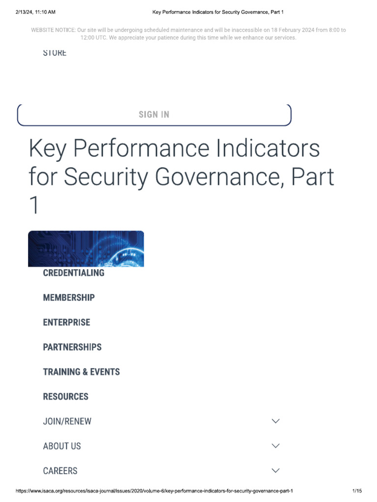 KPIs For Security Governance Part 1 | PDF