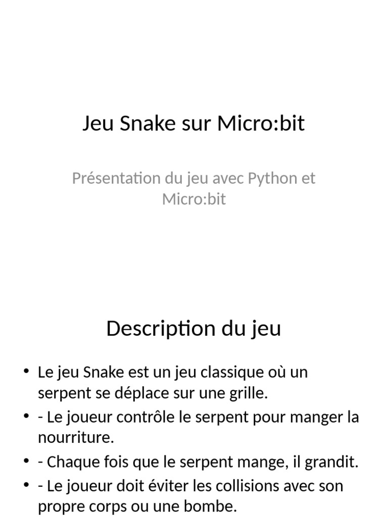 Snake Microbit Presentation | PDF
