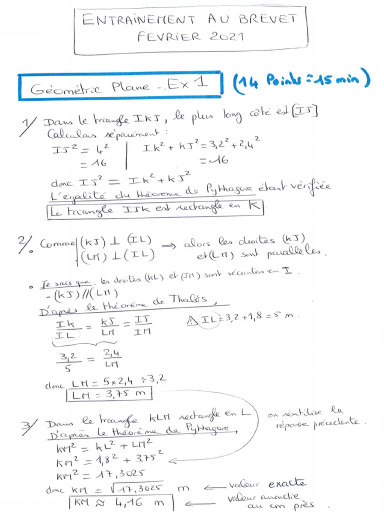 Corrections Exercices de Révision Brevet | PDF