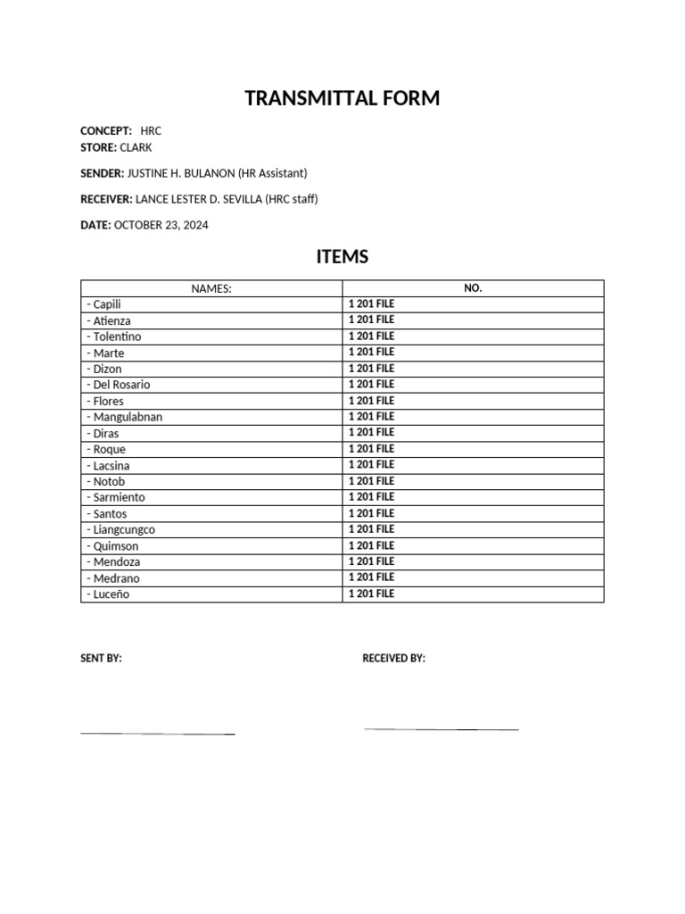 TRANSMITTAL FORM | PDF
