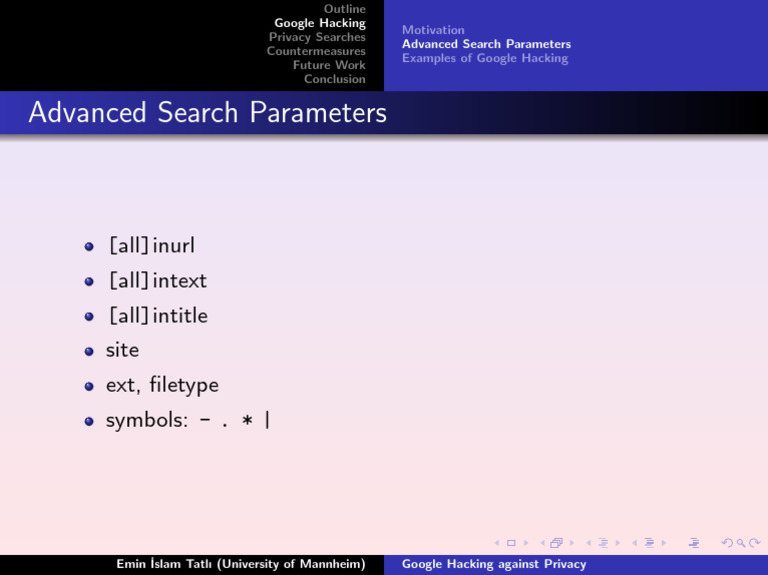Advanced Search Parameters: All Inurl All Intext All Intitle Site Ext ...