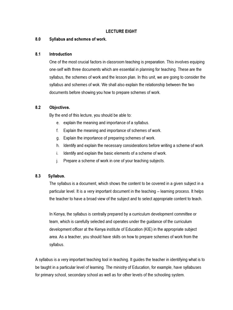 Syllabus and Schemes of Work Guide | PDF | Learning | Teachers