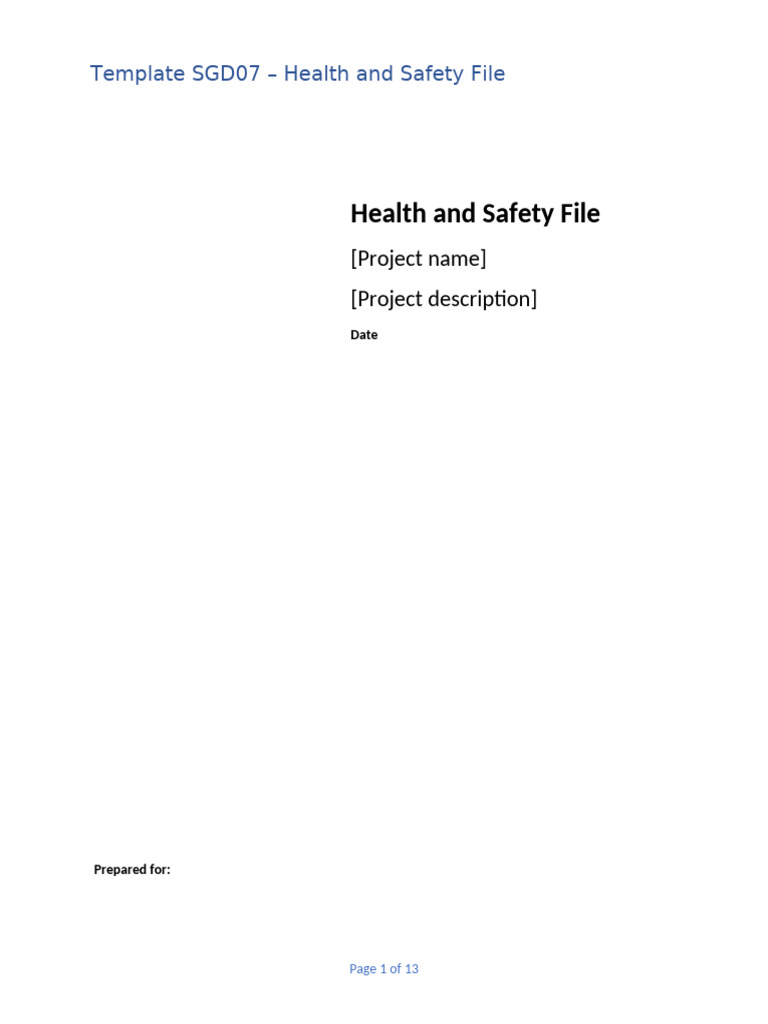 Template SGD07 - Health and Safety File | PDF | Occupational Safety And ...