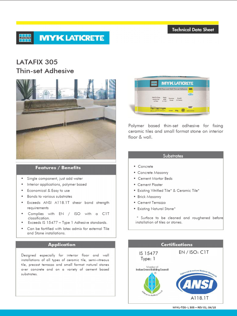 MYK-LATAFIX-305-TDS | PDF | Tile | Concrete