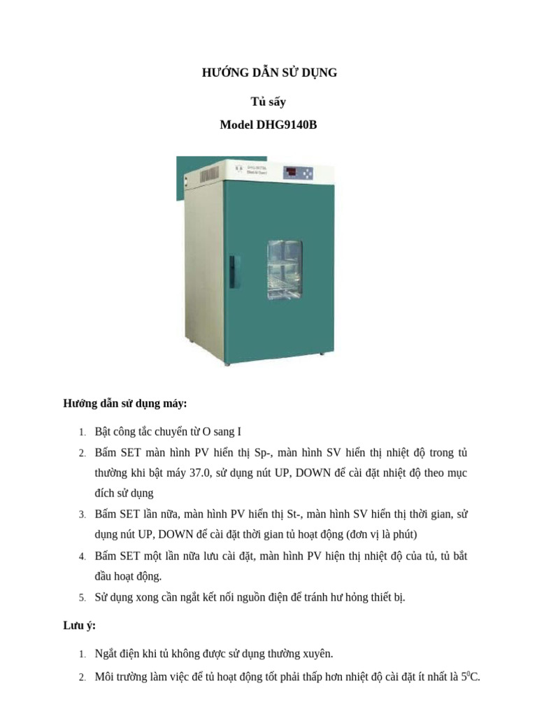 HDSD Tủ sấy DHG9140B | PDF