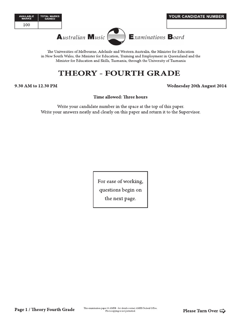 4TH Grade Theory 2014 | PDF