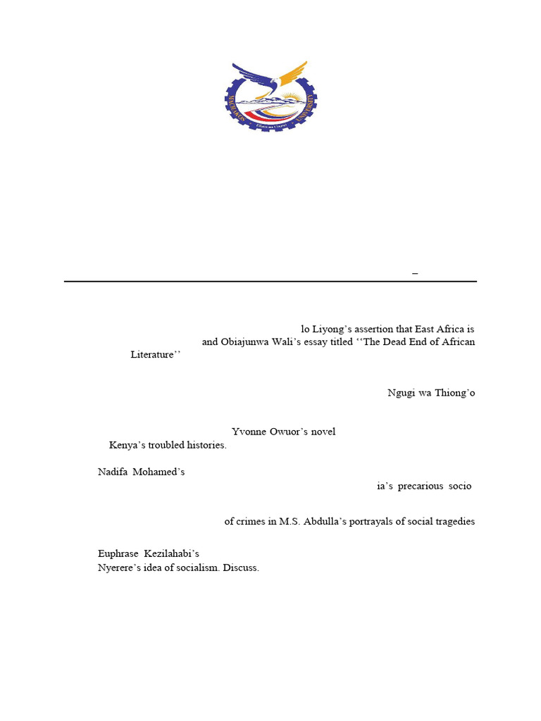 East African Prose Exam Questions | PDF
