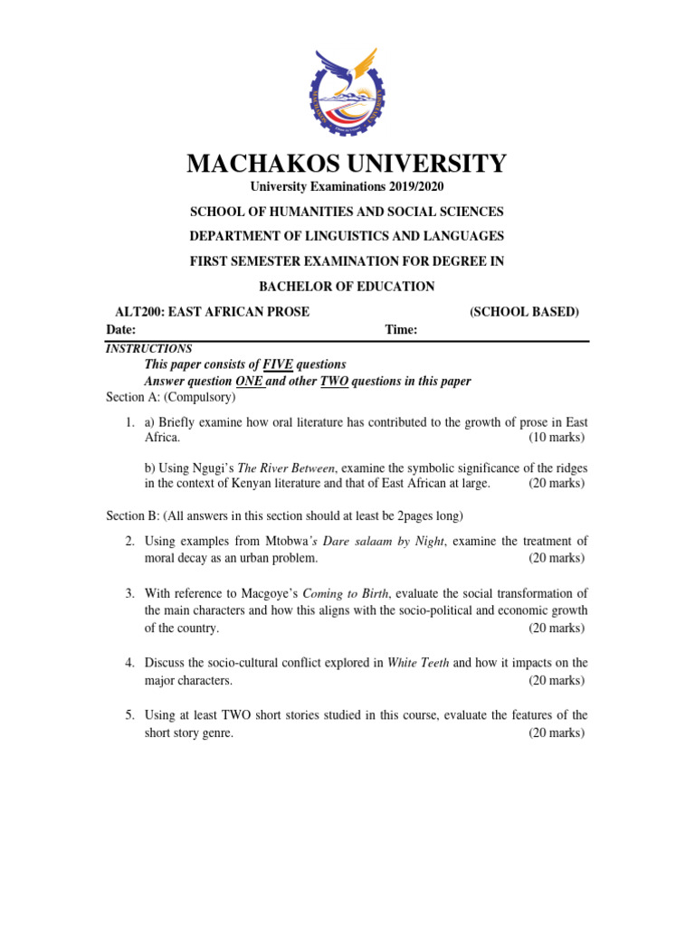 ALT200: East African Prose Exam Guide | PDF