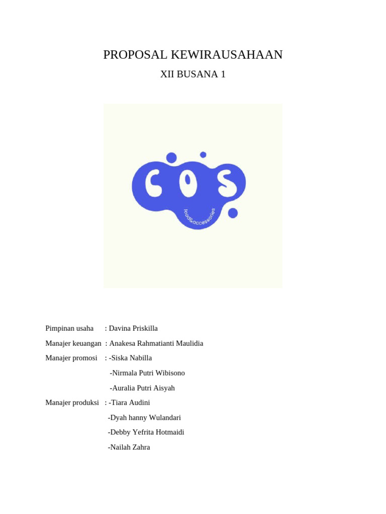 Proposal Kewirausahaan Kel 3 | PDF