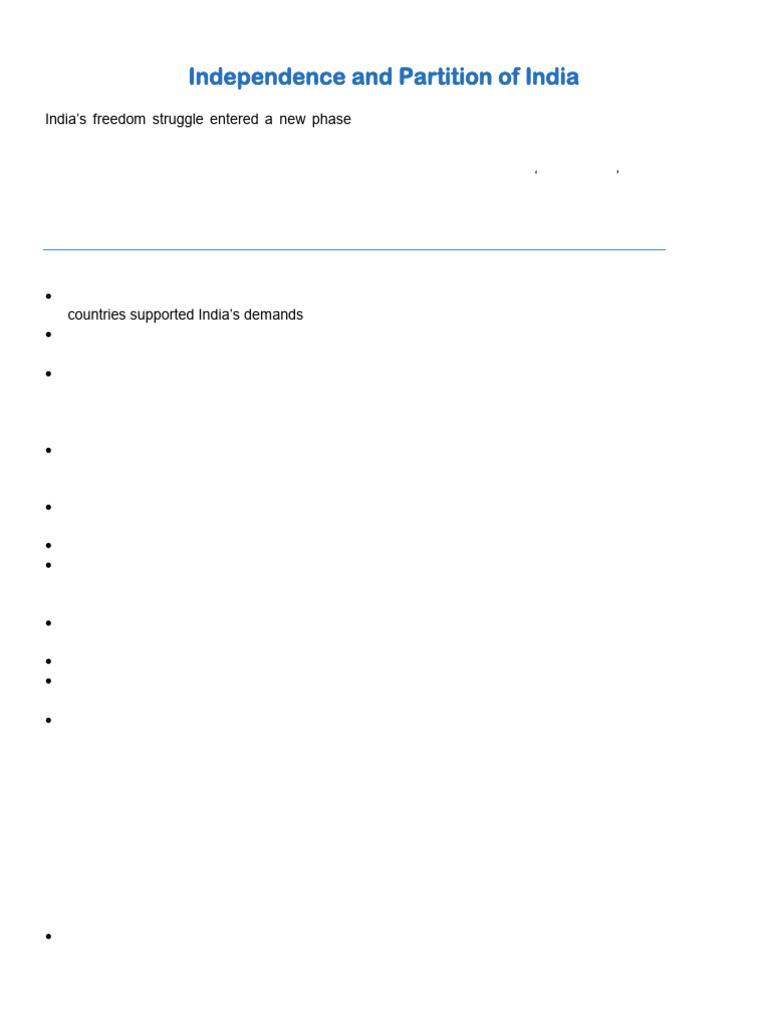 India’s Independence and Partition Plan | PDF | Partition Of India ...