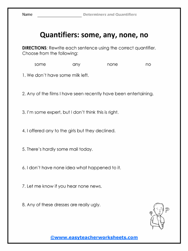 Some, Any, None, No Worksheet | PDF