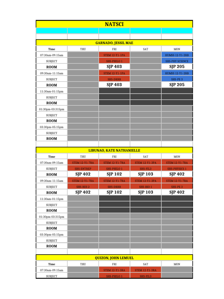 SHS Class Schedule Overview | PDF