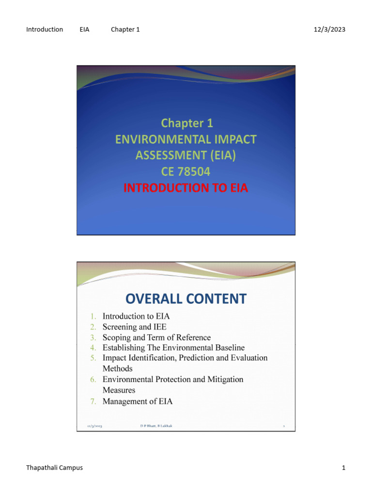 Ch. 1 Introduction To EIA | PDF | Environmental Impact Assessment ...