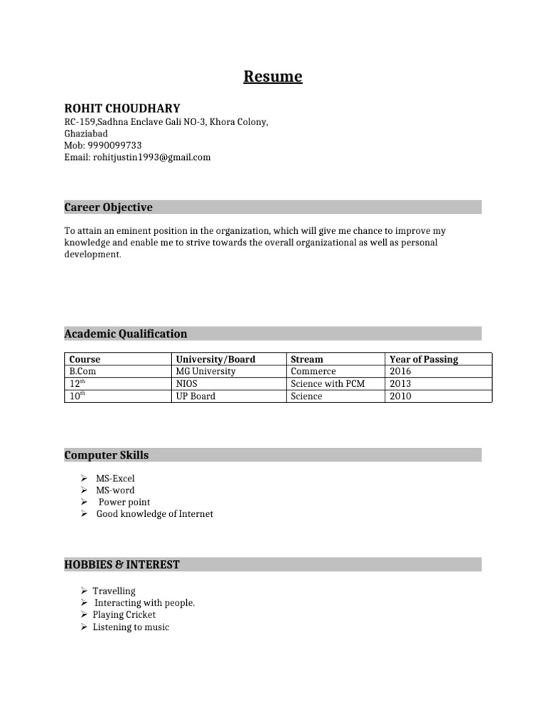 Rohit Ch CV | PDF