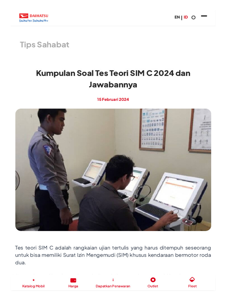 Soal dan Jawaban Ujian Teori SIM C 2024 | PDF