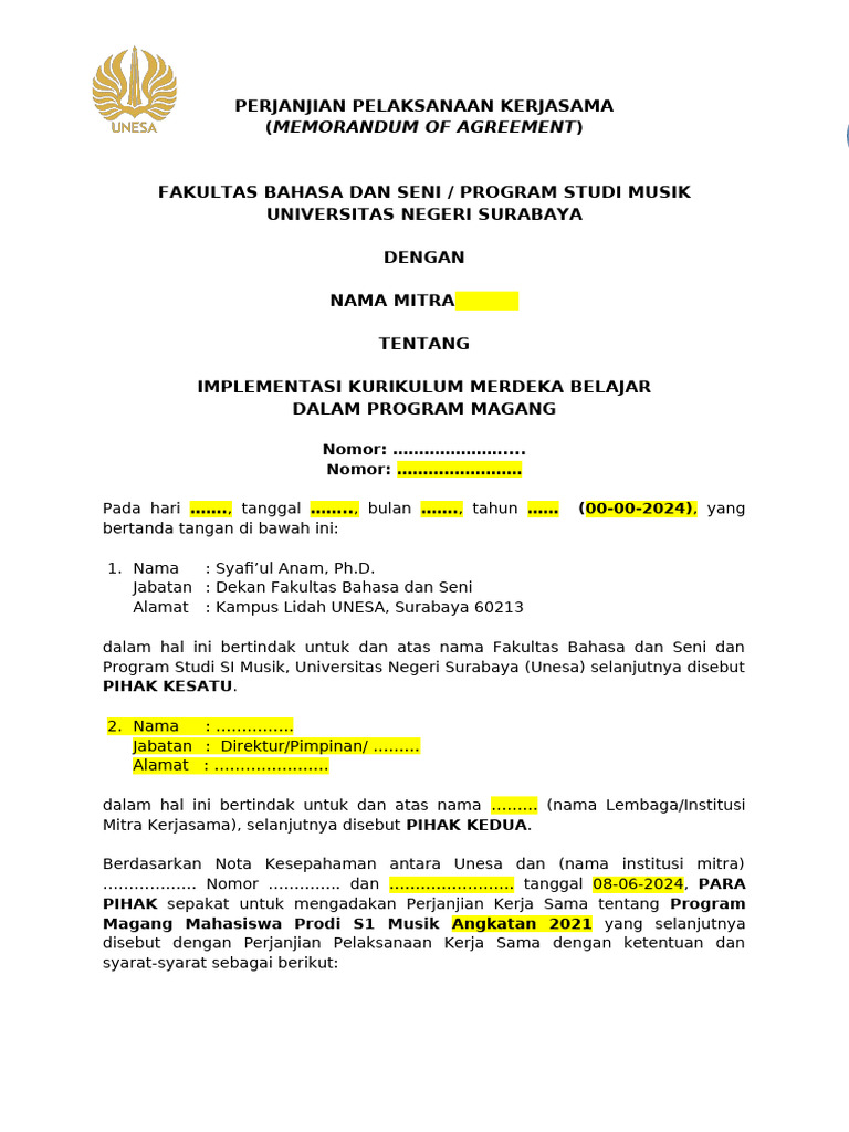DRAF_CONTOH_MoA_Magang | PDF