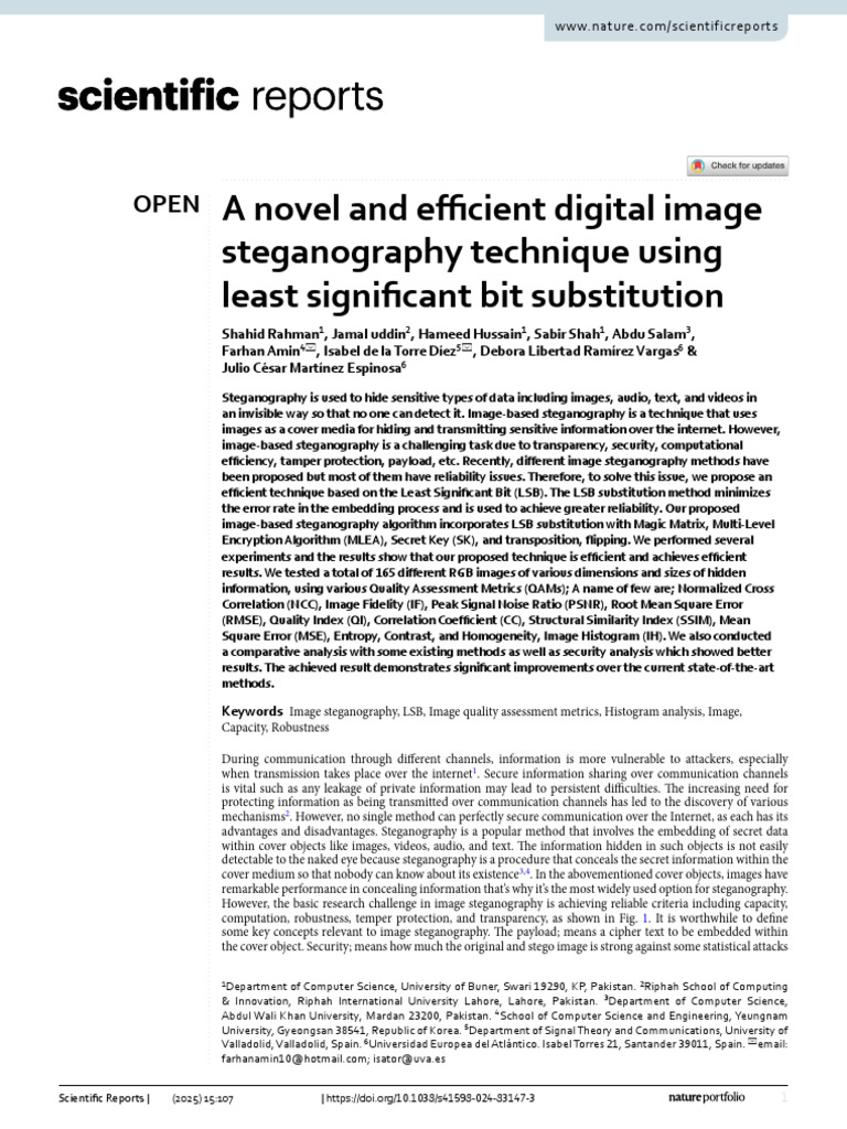 A Novel and Efficient Digital Image | PDF | Applied Mathematics