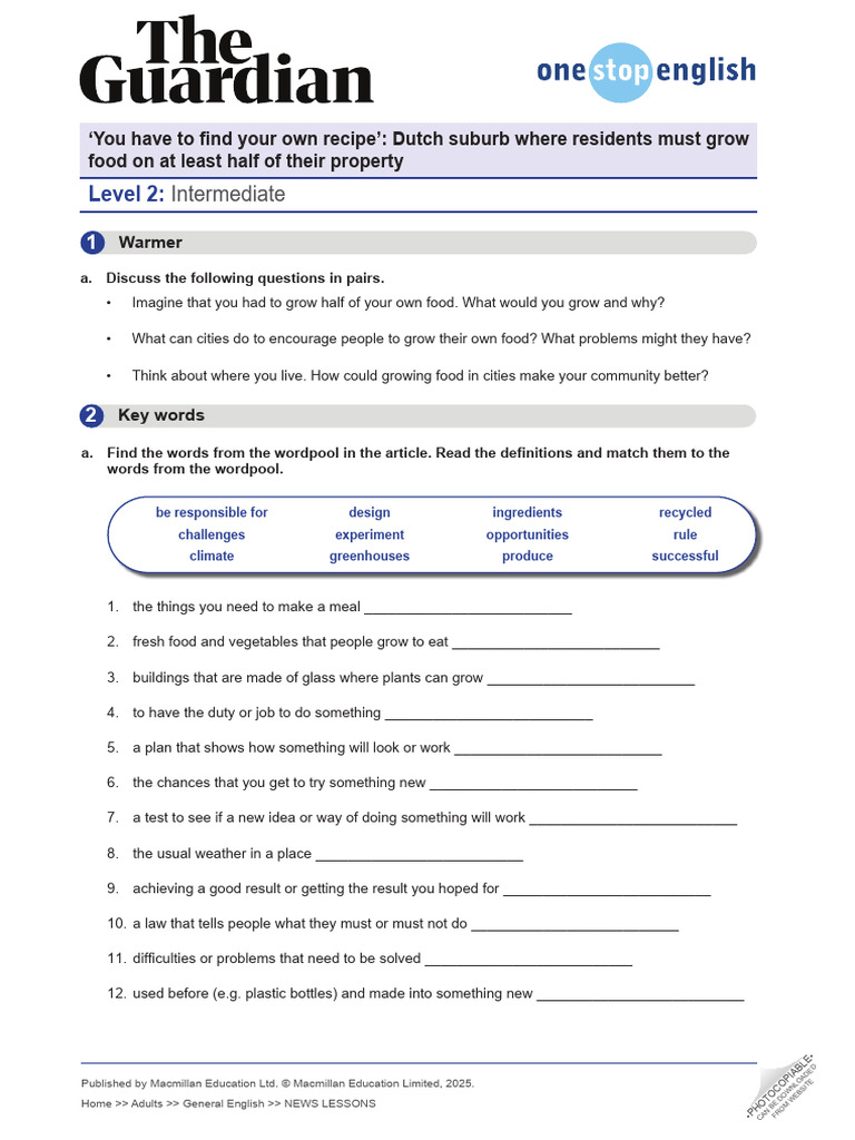 Newslessons Dutchsuburbplots Intermediateworksheet 512340 | PDF | Foods ...