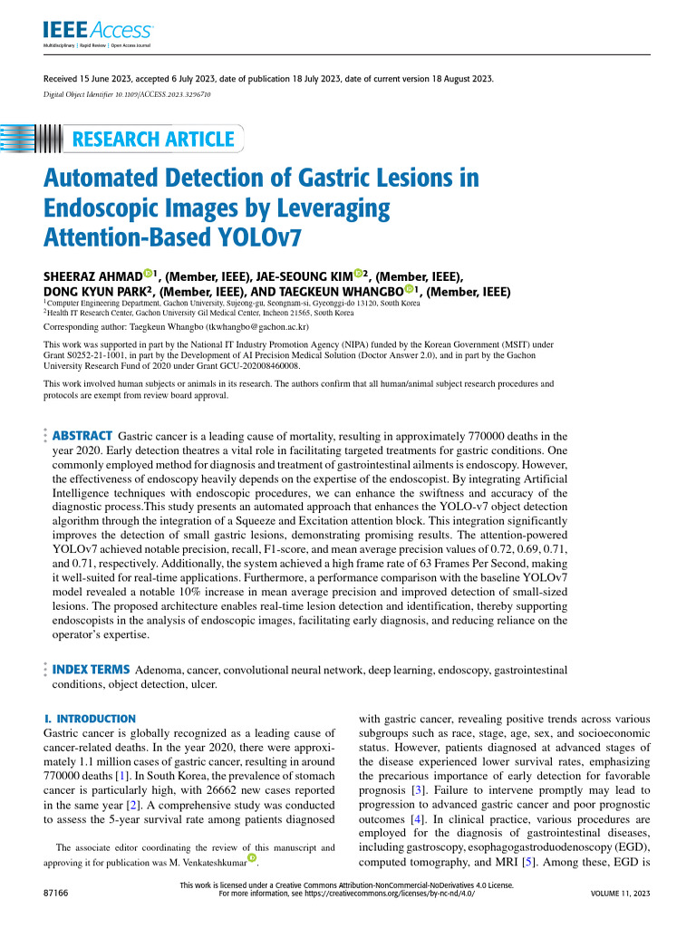 Automated Detection of Gastric Lesions in Endoscopic Images by ...