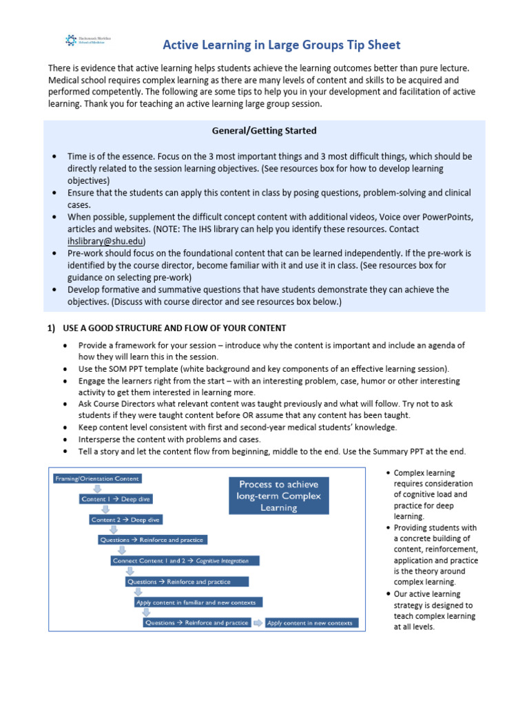 Active Learning Tip Sheet Final 1 | PDF | Multiple Choice | Learning