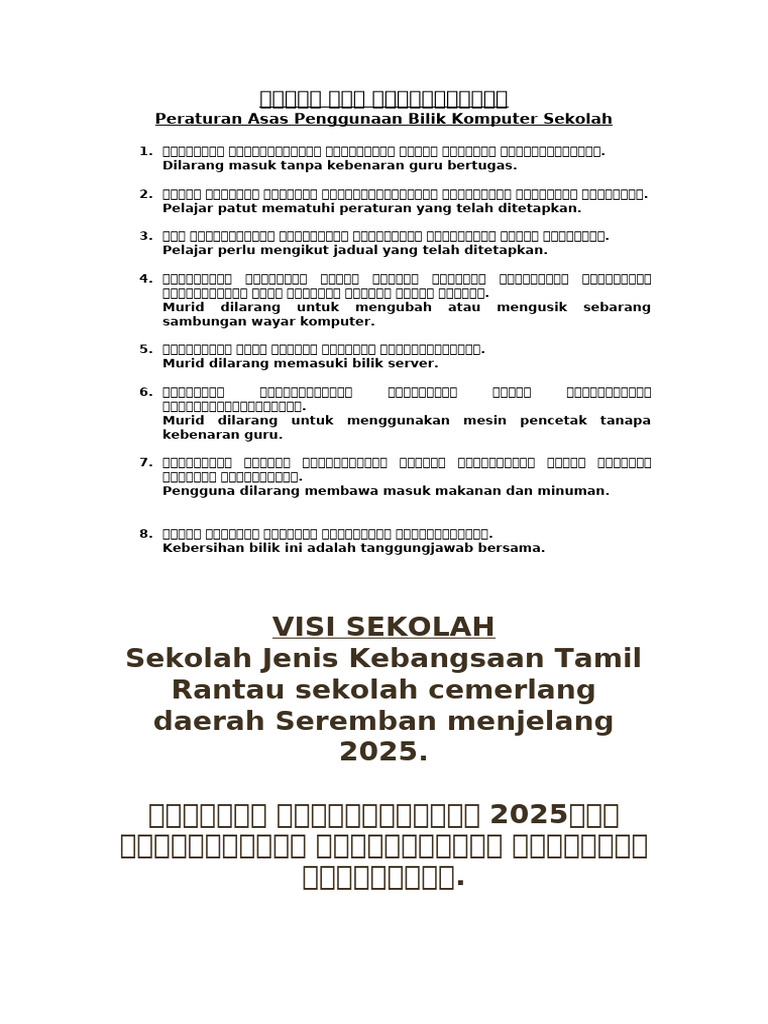 Peraturan Asas Penggunaan Sudut ICT Sekolah | PDF