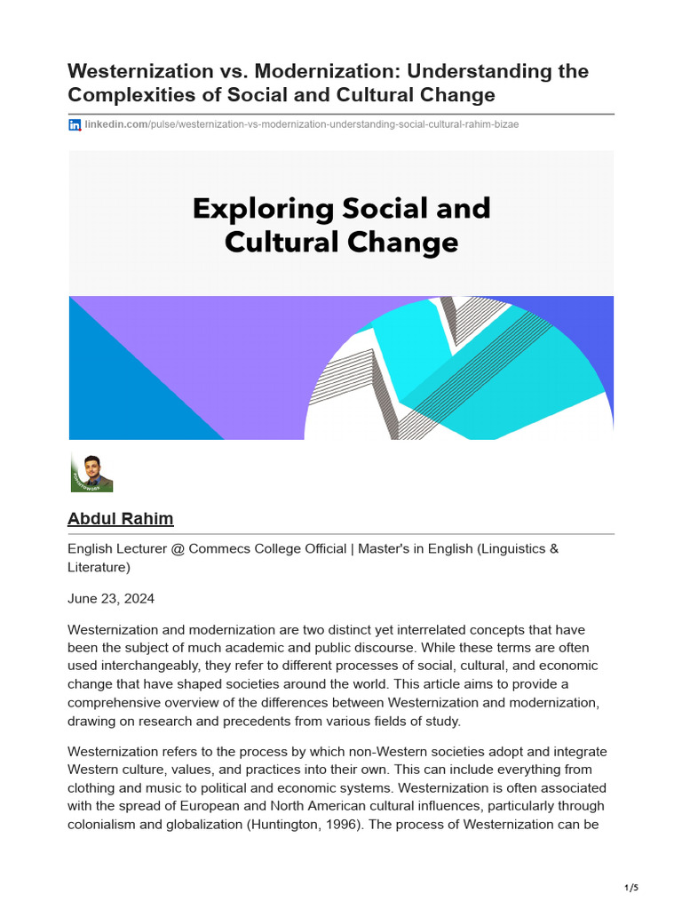 Westernization Vs Modernization Understanding The Complexities of ...