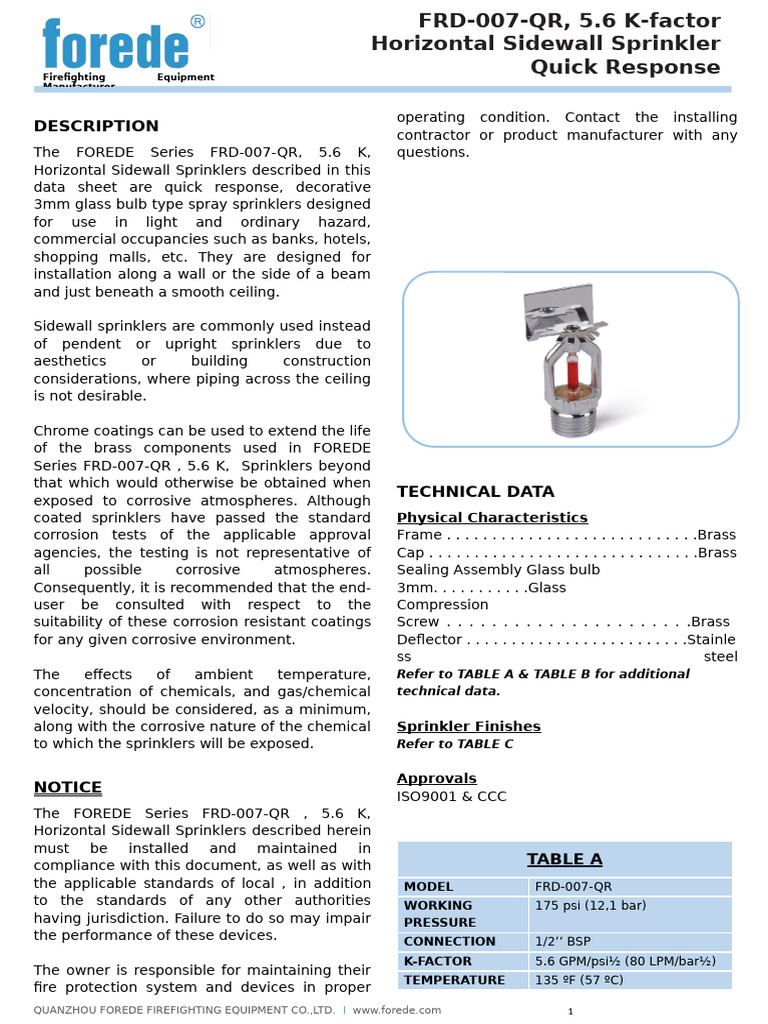 K5.6-FRD-007-QR - Forede-Pt | PDF | Fire Sprinkler System | Pipe (Fluid Conveyance)